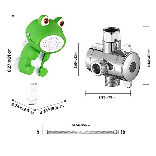 KAIYING Children's Handheld Shower Head,Cartoon Water Flow Spray Shower Head Baby Kids Toddler Bath Bathing Accessories (J:Showerhead(Froggie)+Hose+Diverter)