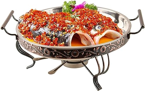 Stainless Steel Chafing Dish Alcohol Oven, Commercial Non Stick Grill Plate Barbecue Fondue Cookware, for Caterings Parties Buffet Server Warming Tray