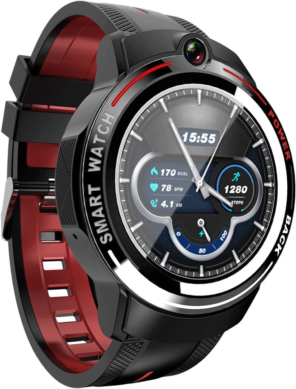 QINERSAW Smart Watch Men Ladies Universal with 2 Cameras Smart Watch with Call, Face ID, Tracker, Waterproof, App Message Reminder 32GB RAM