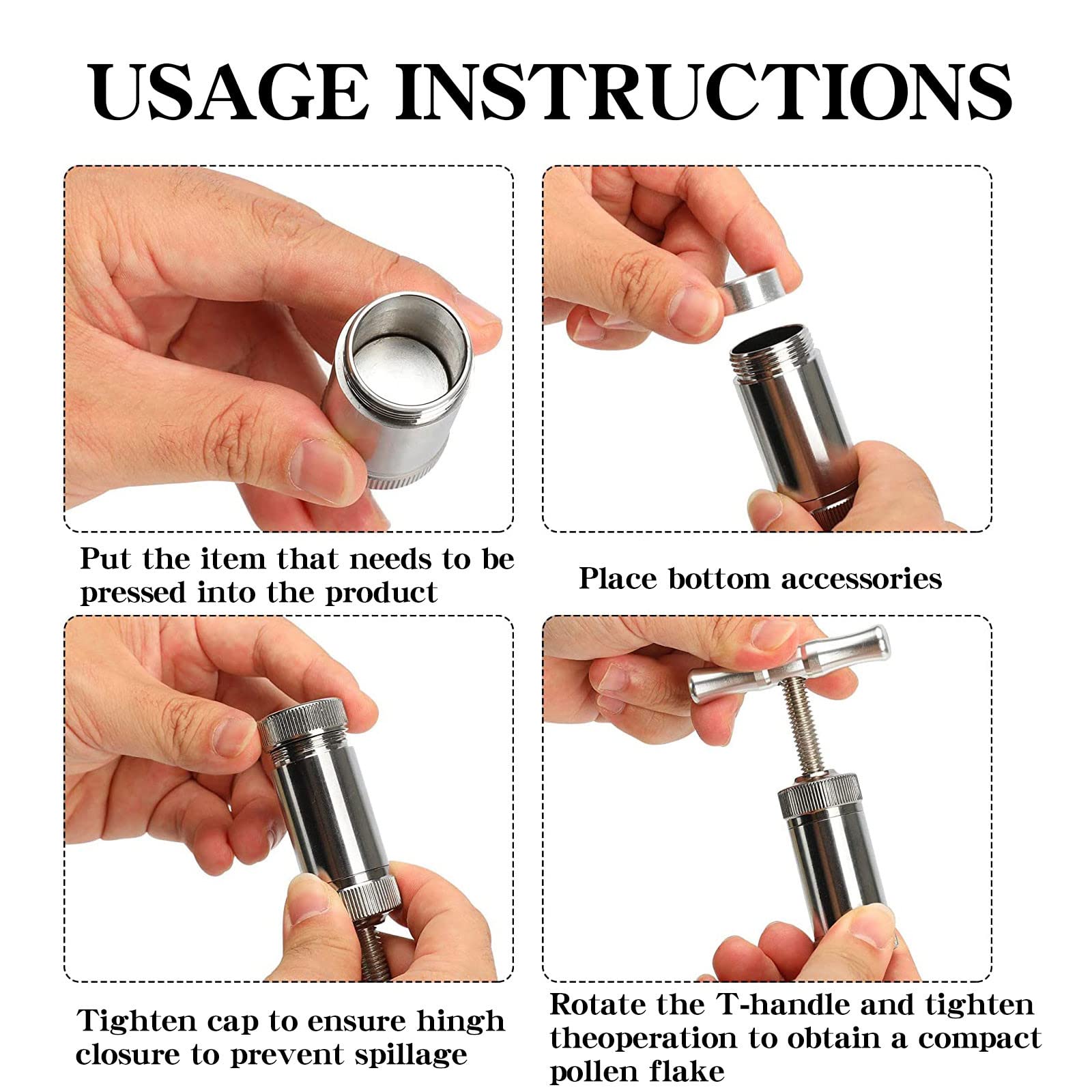 Metal Aluminum T Bar Pollen Press, Metal Aluminum T Shaped Compressor Presser, Herb Grinder,Food Powder Compressor, Multi-Functional Compressor For Various Metal Materials (Silver)