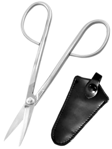 KAKURI Bonsai Twig Scissors 8.2" (210 mm) Professional Bonsai Tool, Japanese Stainless Steel, Silver, Made in JAPAN