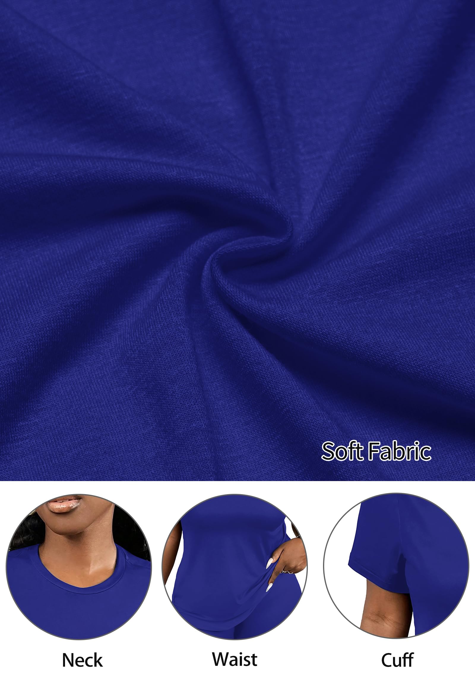FANDEE Women's two piece outfit Bodycon Short Set T Shirt Plus Size Tracksuit Blue 3X-Large