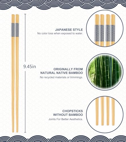 LOROTOCO 50 Pairs Bamboo Chopsticks Disposable | Separated | Reusable | Dishwasher Safe- (9.45in)
