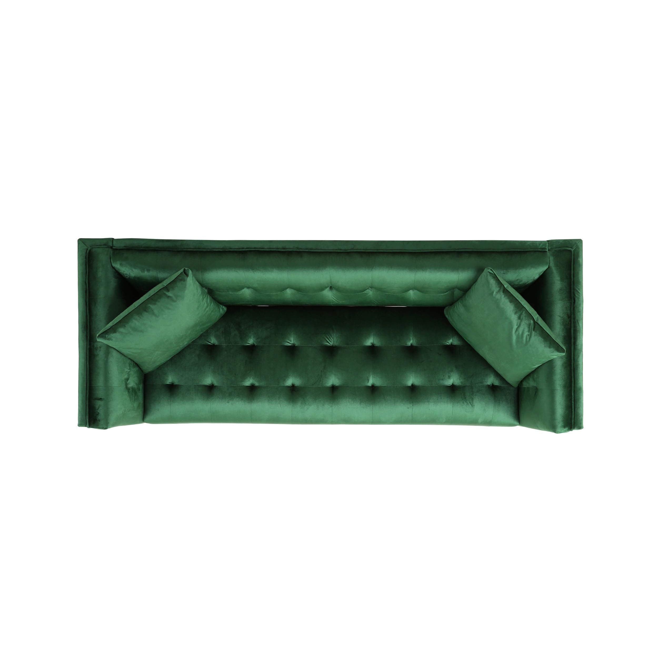 Merax Comfy 3-seat Velvet Sofa with Metal Legs, Modern Couch for Living Room, Bedroom, Apartment, Office, Emerald