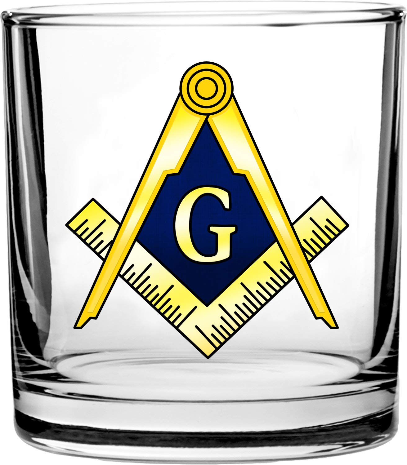 Hat Shark Mason Masons Masonic Live Better Logo Symbols - 3D Color Printed Scotch Whiskey Glass 10.5 oz