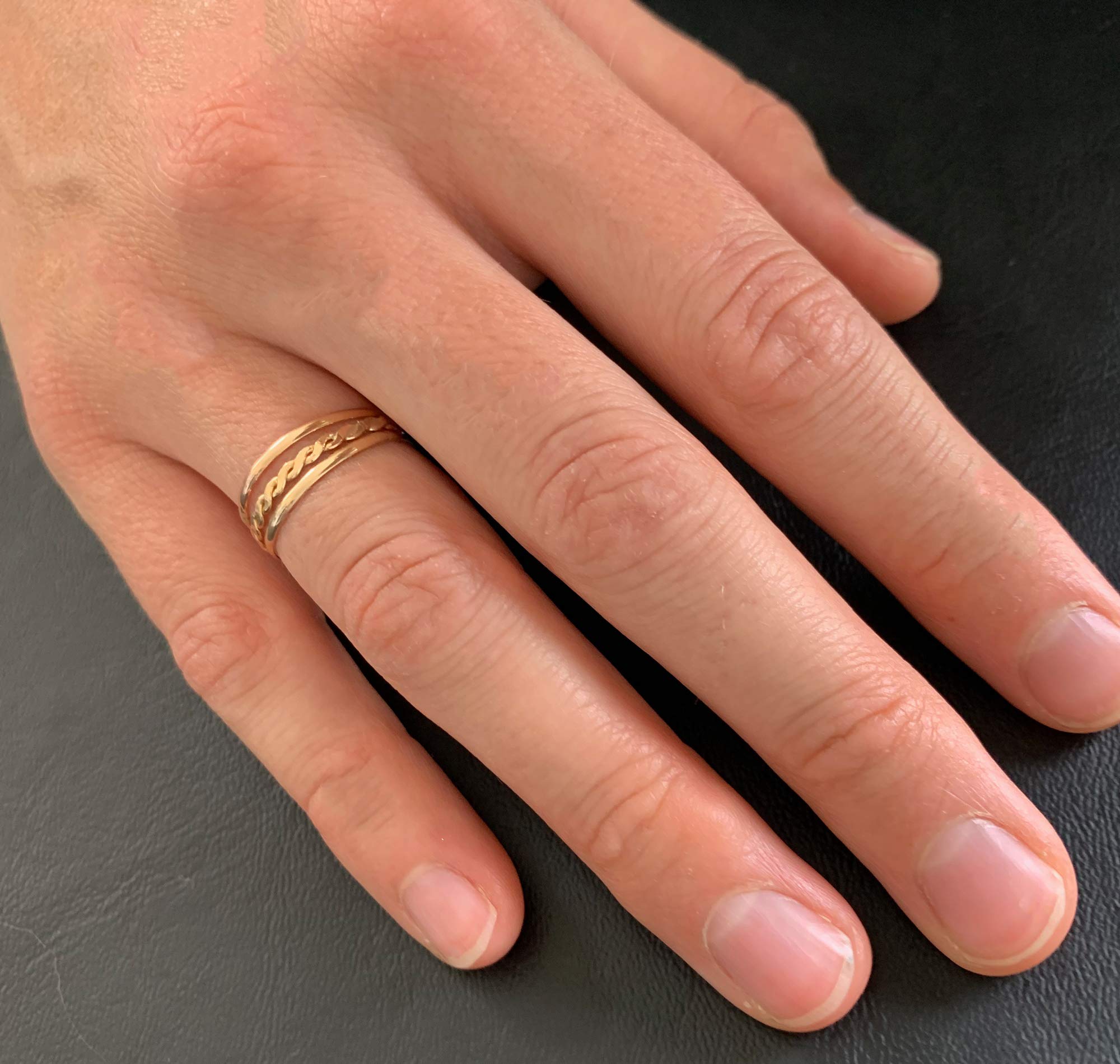 Gold Stacking Rings | Braid and Band Stack | Braid and Skinny Bands 14K Gold Fill | Perfect Ring for Toe, Knuckle or Finger | Unisex (4)