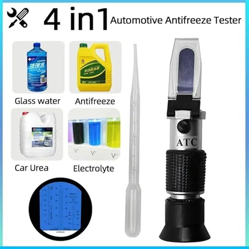 KYKYK Refractometer, 4 in 1 ATC Detector Handheld Electrolyte Hydrometer Refractometer Car Urea Fluid Tester Battery Freezing Automotive Antifreeze for Fruit, Homebrewing, Juice, Vegetables