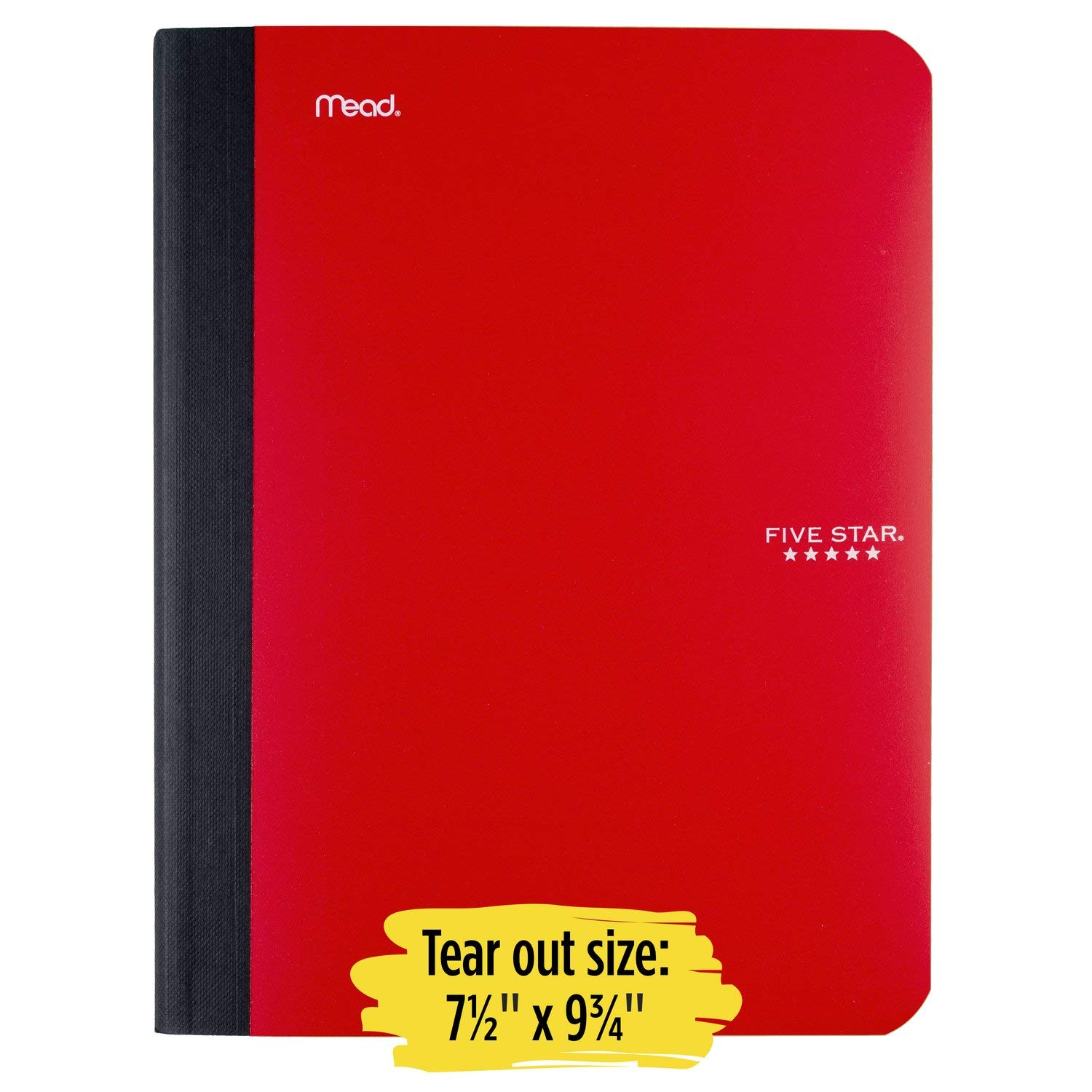 Five Star Composition Notebook, College Ruled Comp Book, Writing Journal, Lined Paper, Home School Supplies for College Students & K-12, 100 Sheets, 9-1/2" x 7-1/2", Black (72261)