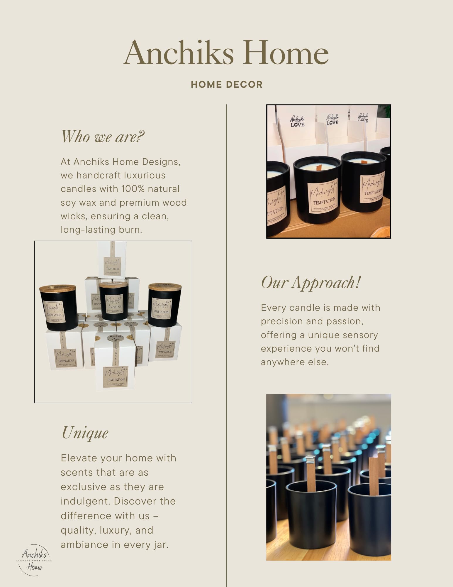 Midnight Temptation Luxury Scented Candle | 8 oz 100% Soy Wax | Wood Wick | Black Jar | Rich Channel, Wood, & Tobacco Caramel Notes | Fall Candle Collection