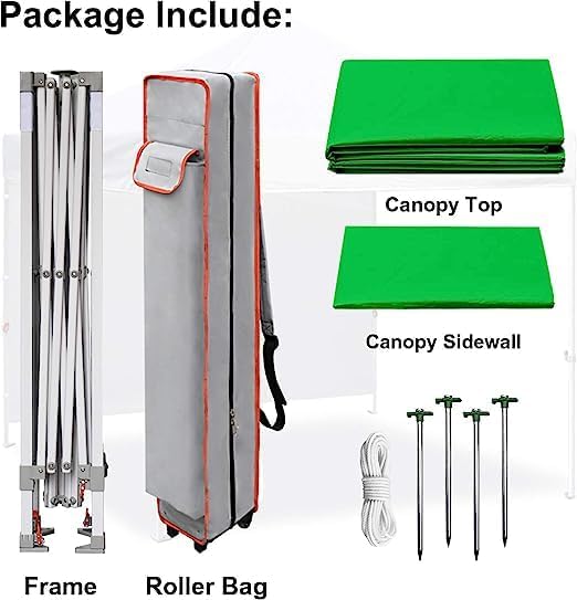 Eurmax USA Smart Durable Pop up Canopy Tent with 1 Removable Sidewall 10'x10' Outdoor Craft Show Canopy Bouns 4X Stakes(Kelly Green)