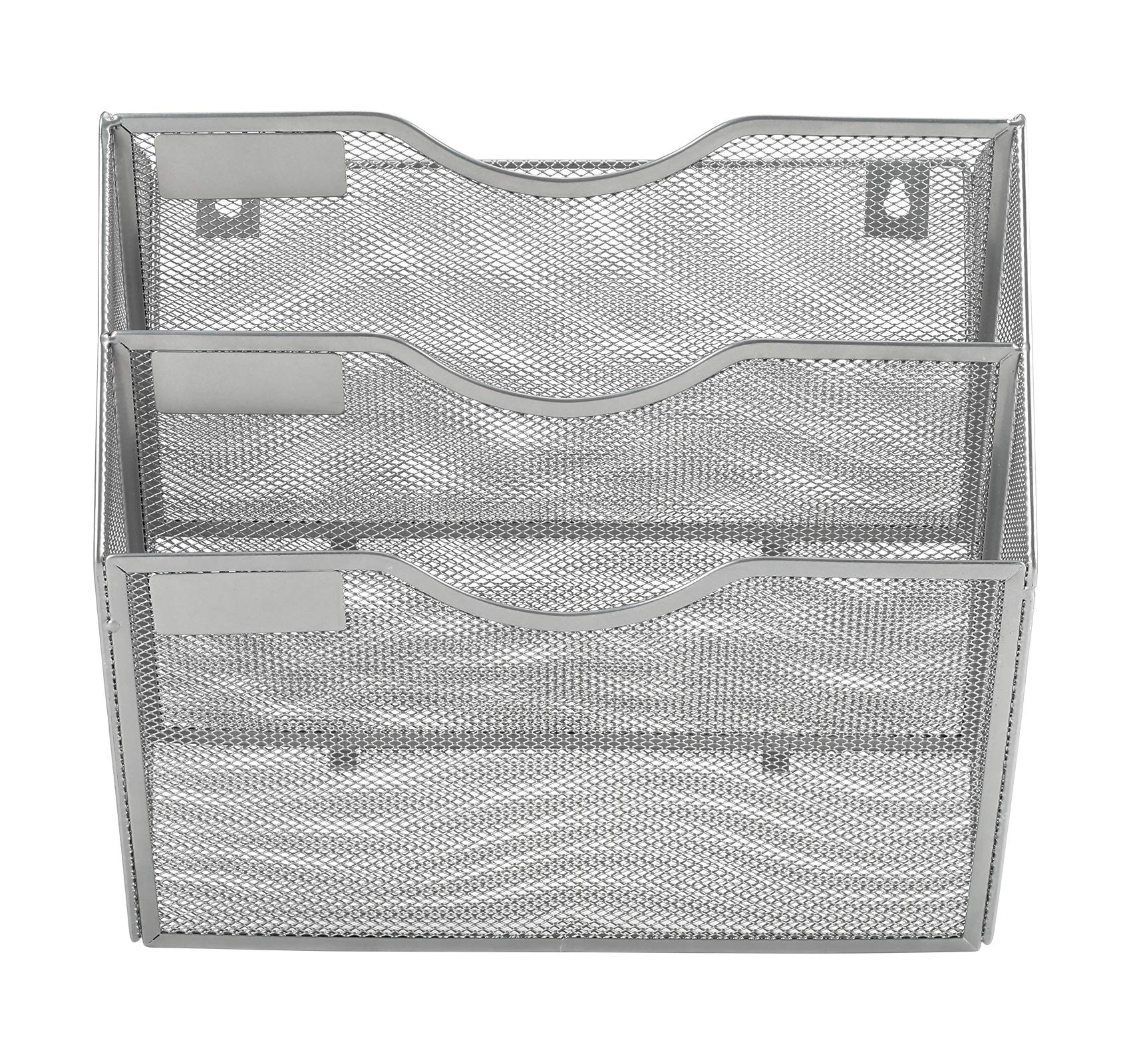 EasyPAG 3 Tier Wall File Holder Hanging Mail Organizer Meta Wall Mount Magazine Rack for Home and Office,Silver