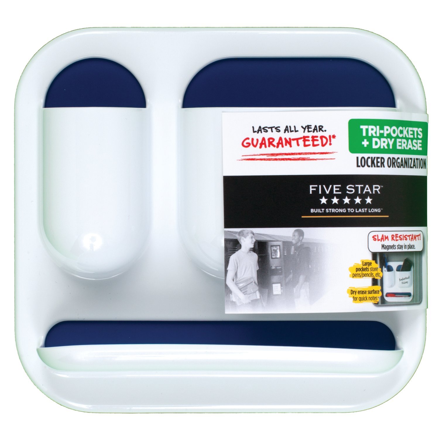 Five Star Locker Accessories, Magnetic Tri-Pocket Storage with Dry Erase Surface, Color Selected For You (81136)