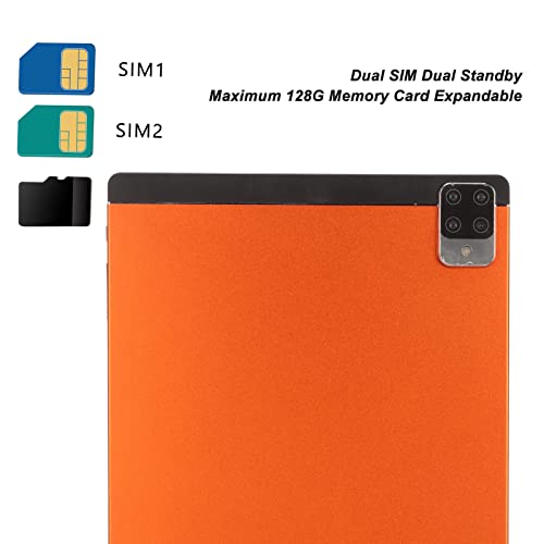 Qinlorgo HD Tablet, Orange Tablet 5G WiFi 10.1 Inch Aluminum Alloy for Office (US Plug)