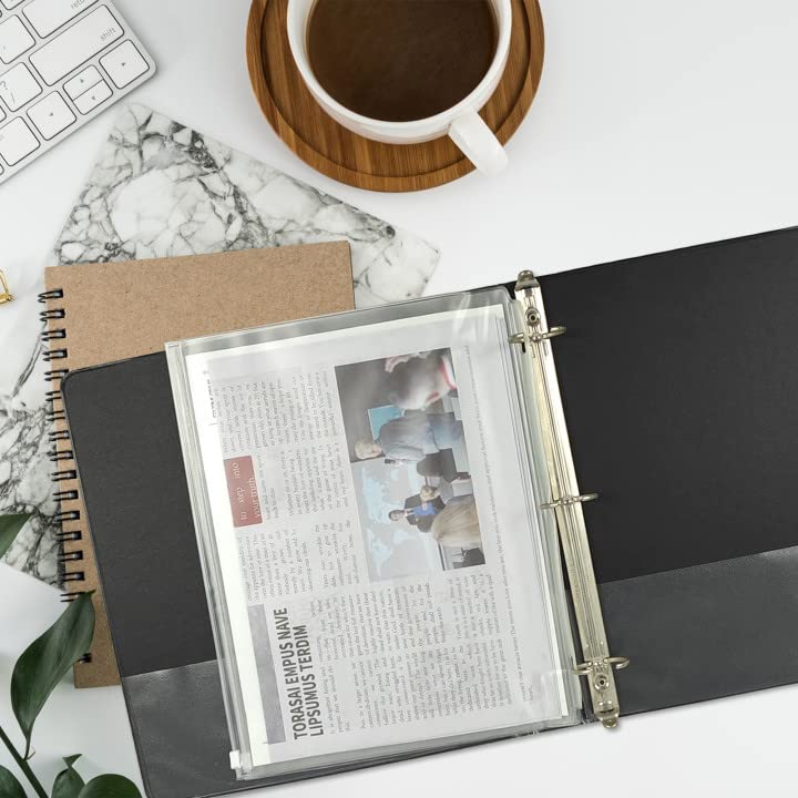 YoeeJob 3 Holes Clear PVC Zipper Binder Pocket Insert Pages Letter Size, 8 1/2"x 11 Loose Leaf Binder Filing Storage Bags 15 Per Pack