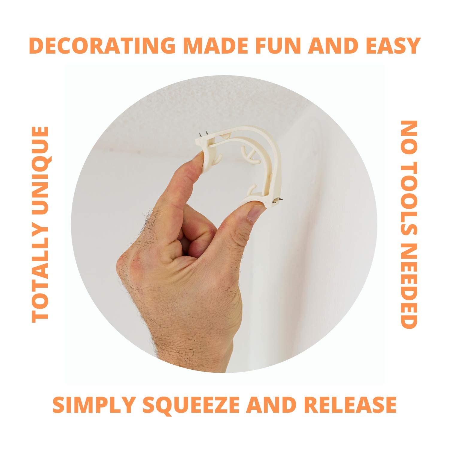 Wididi 4-Pack | Easy Up Reusable Multi-Purpose Utility Hooks Hang Decorations, Garlands, String Lights, Posters | Easy to Mount and Remove No Tools | Dorm and Home Office Decor Essentials