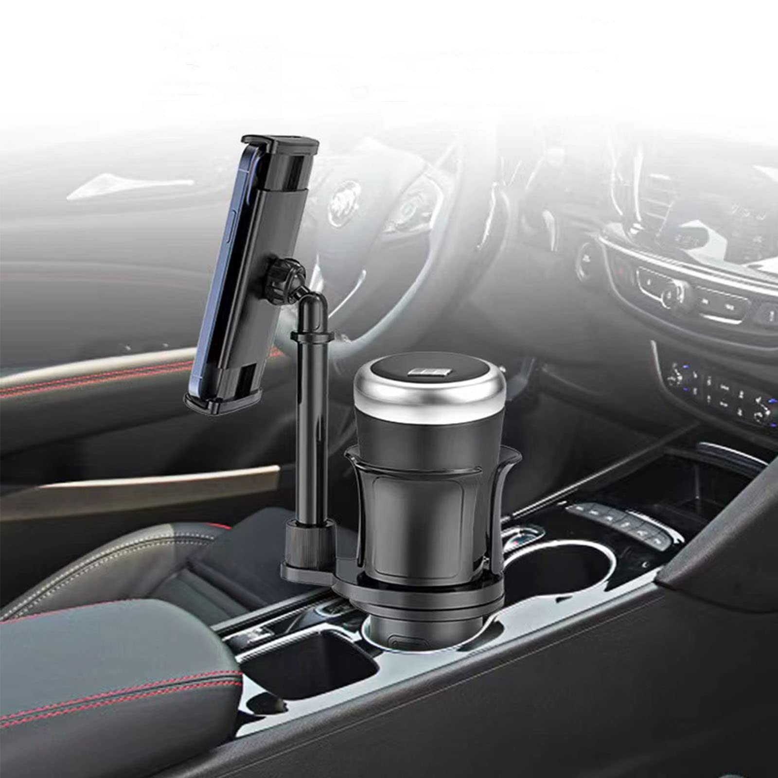 GSRUAN Cup Holder Tablet,360° Rotation Universal with Adjustable Base,Compatible 4~11inches Mobile Phones or Tablets(Black)