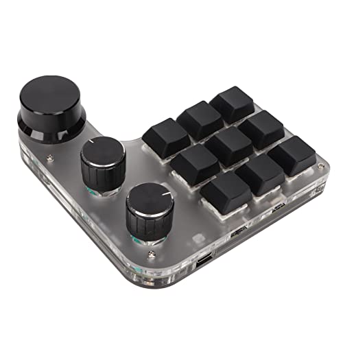Qinlorgo Mini Custom Keyboard, 1200mAh 3 Knobs Mini Gaming Keyboard 9 Game Keys (Black)