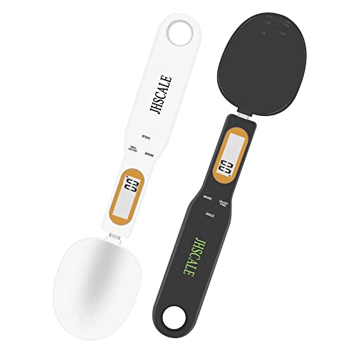 JHSCALE Spoon Scale,Electronic Food Scale 500g/0.1g Weighing for Grams and OZ,Digital Kitchen Scale with Handle Grip and Spout for Coffee Power,Pills,Tea,Flour,Oil,Baking (White)