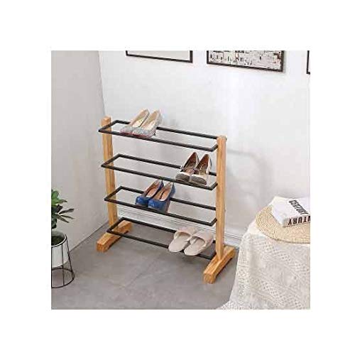 N/A Shoe Rack Multi-Layer Wrought Iron Simple Doorway Home Minimalist Creative Solid Wood Storage Rack Rack (Size : 76cm high)