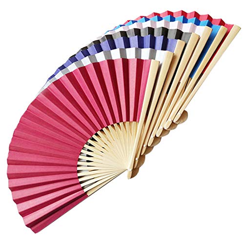 Hand Fans Folding fan Solid Hand Held Paper Fans Bamboo Folding Fans Handheld Folded Fan for Party Hand Fan Cool Bamboo Flower Personalized (Color : B)