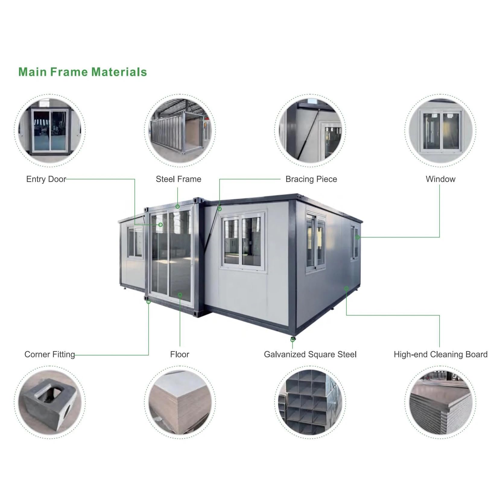 Prefabricated Mobile Tiny House, 15x20 ft, 2 Bedrooms, Bathroom, Kitchen for Guard House, Shop, Villa Hotel, Booth, Office Waterproof