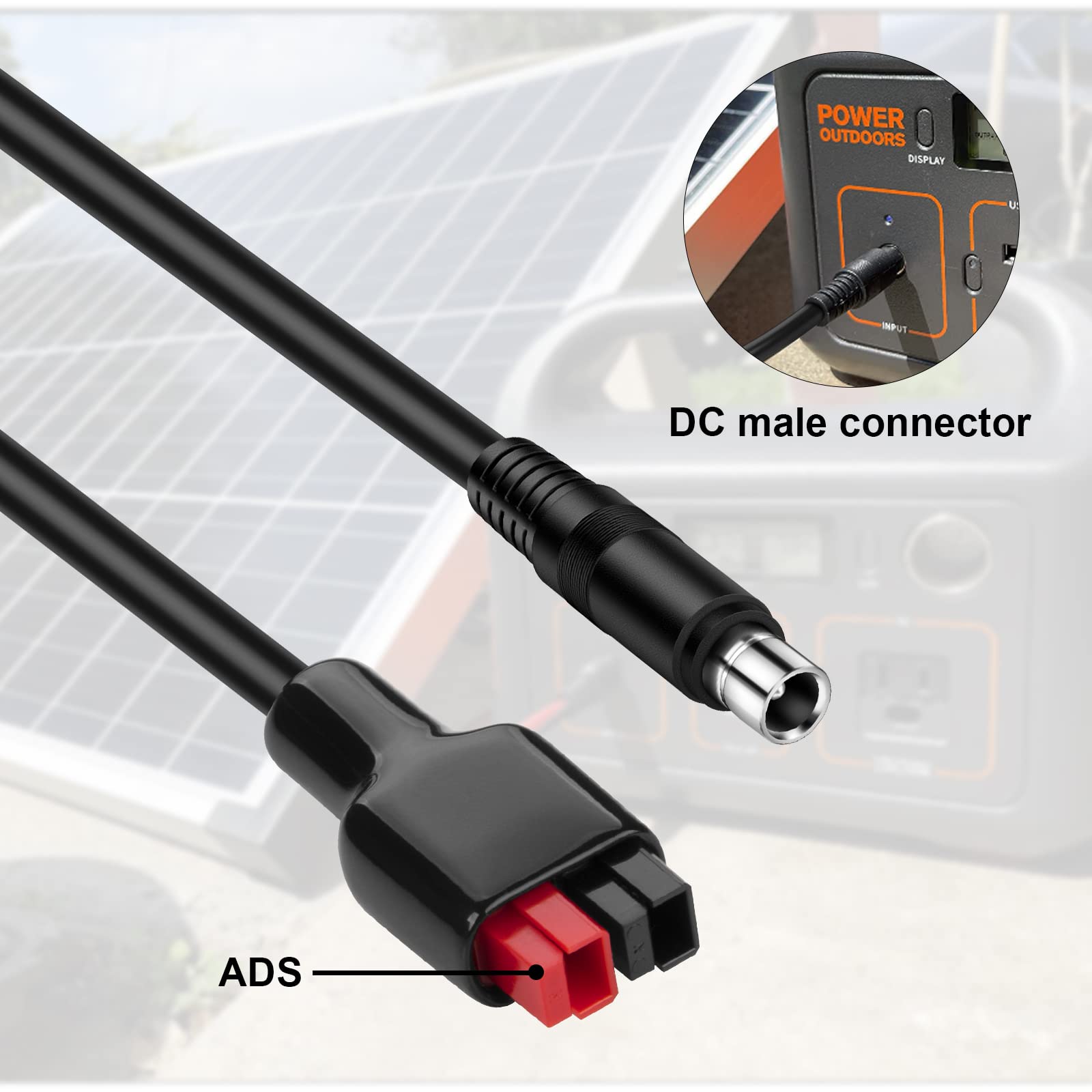 iGreely 8mm Adapter 14 AWG Cable Wire 8020 Port for Solar Panel RV Goal Zero Yeti Jackery 1500 2000 Portable Power Station 10ft/3m (8020)