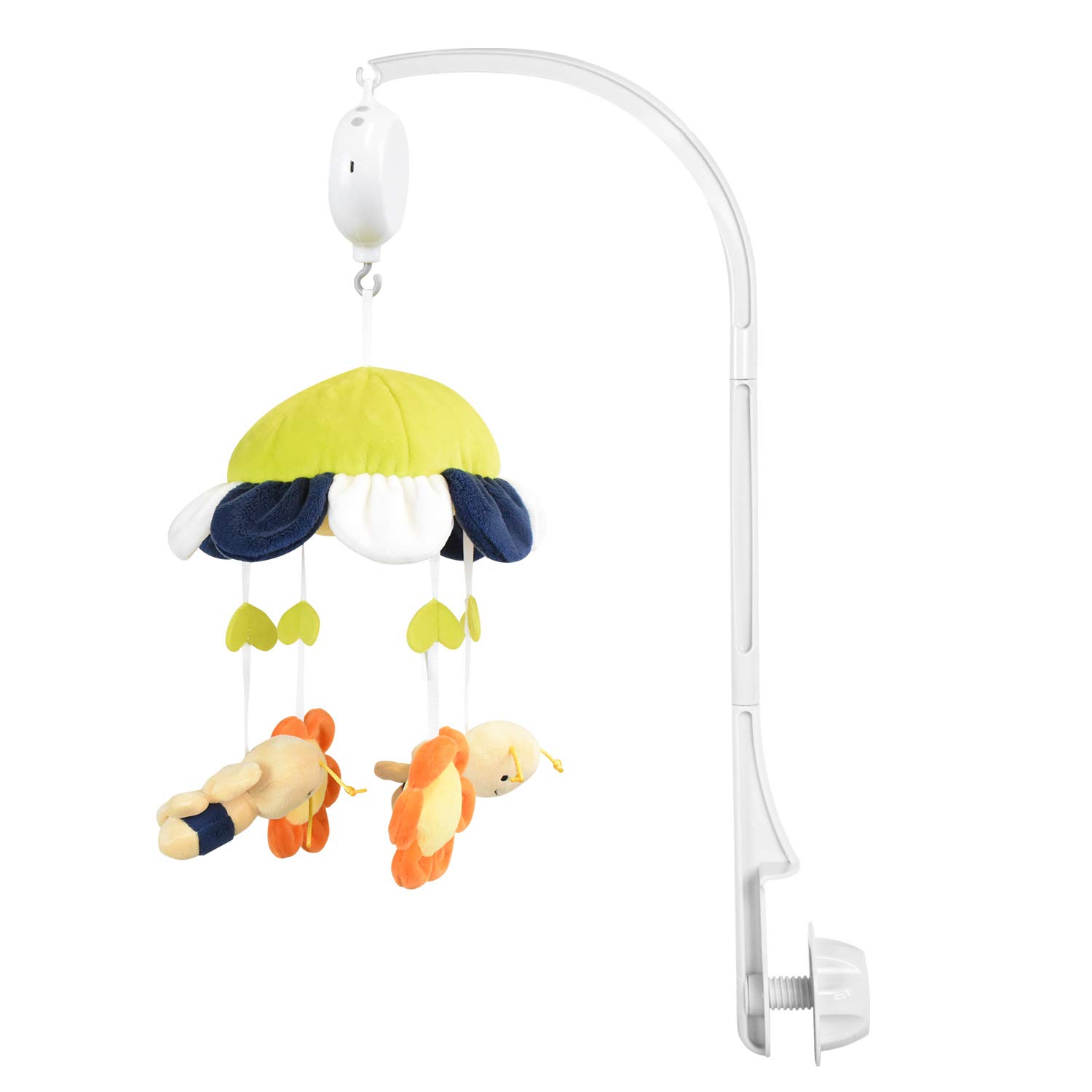 HLEEDUO 26 in Crib Mobile arm,Crib Mobile Motor can Adjustable Volume,Baby Mobile with 3 moeds(Rotating&Music,Rotating only,Music only),Music Box Play 12 lullabies,Mobile arm for Crib