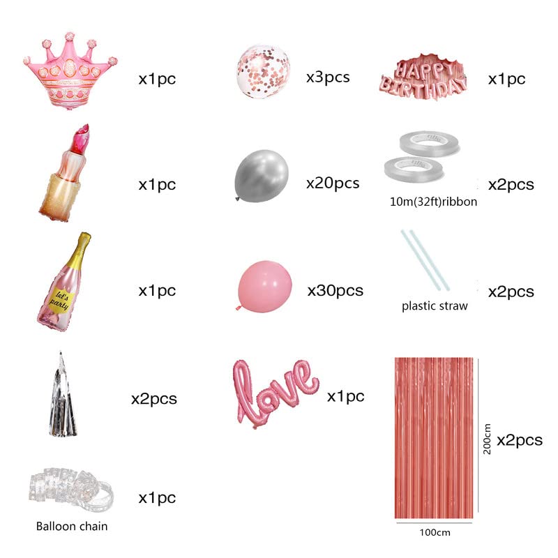 pink birthday decorations for women ,happy birthday party decorations for girls,pink Fringe Curtain,happy birthday banner,happy birthday balloon,happy birthday balloon letters