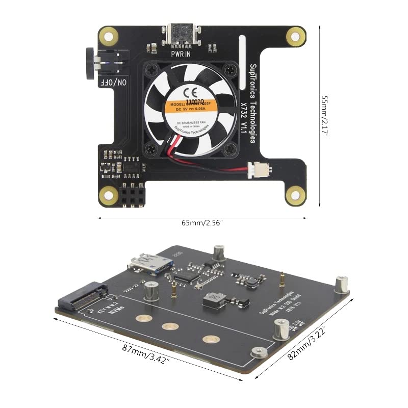 KALEN X876 V1.1 M.2 NVME SSD Expansion Board+X732 V1.1 Expansion with Kit Pi 4B Storage