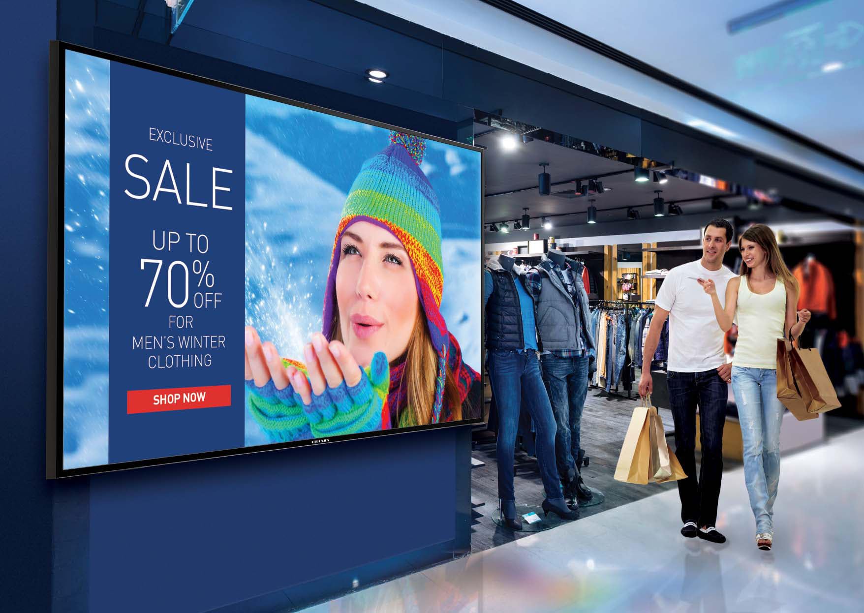 GTUOXIES 98 Inch 4K Digital Signage TV A+ Panel with Floor Stand, Civil, Commercial with Wi-Fi, Bluetooth, HDMI, USB, Wire/Wireless, Full Array LED Back Light