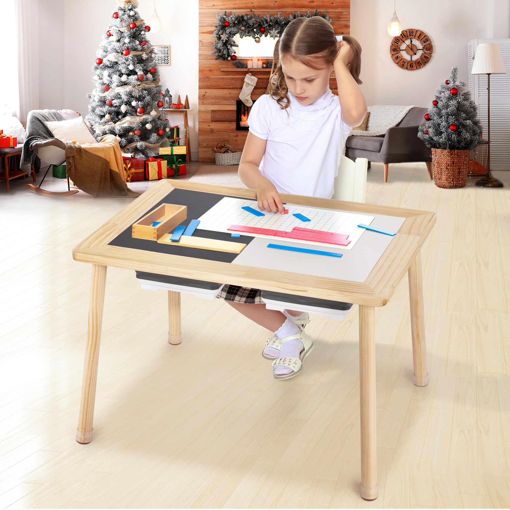 Sensory Table for Toddlers, Kids Play Sand Table with 2 Large Storage Bins, Indoor Outdoor Activity Table for Boys and Girls