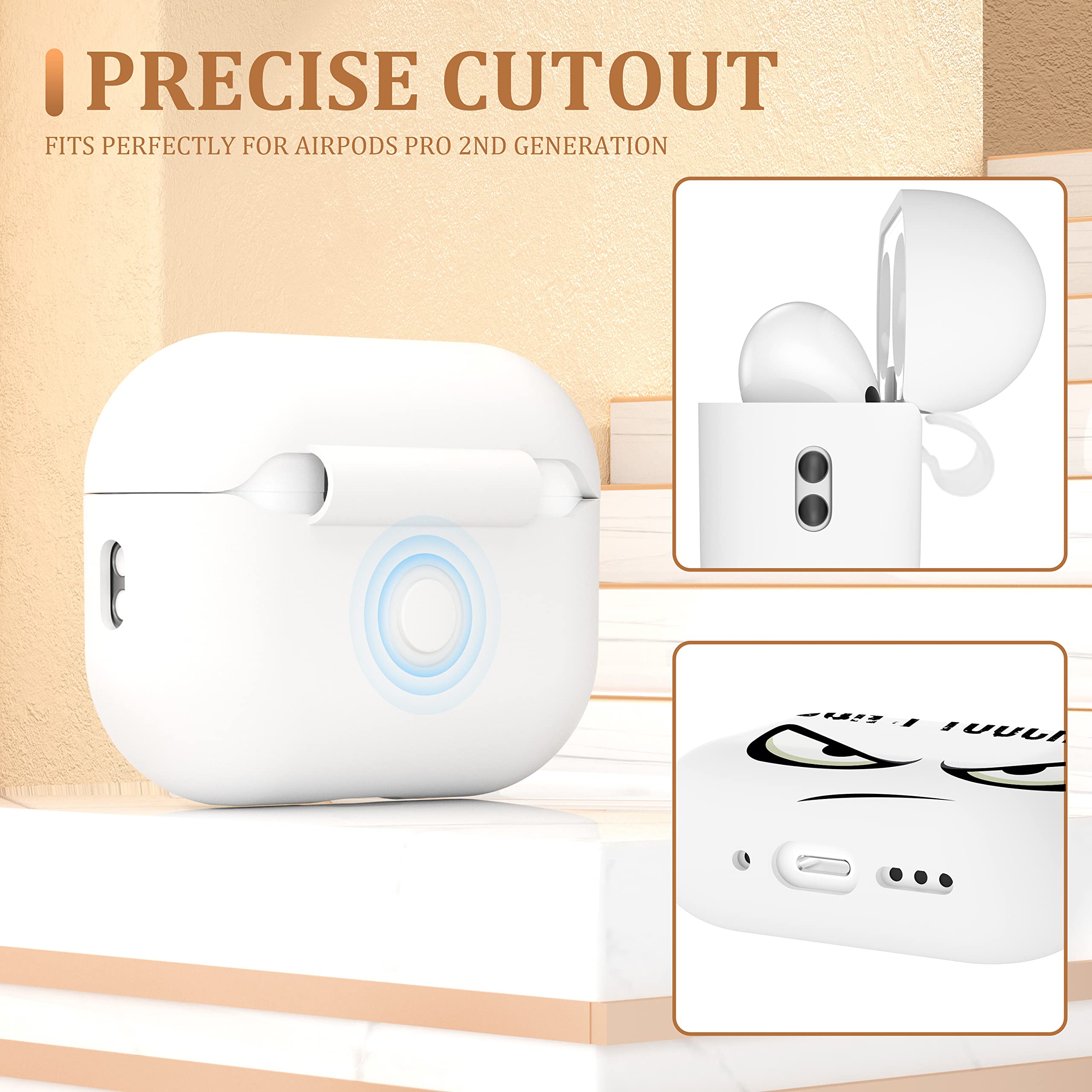 Maxjoy for AirPods Pro 2nd Generation Case Cover, Cool Cute AirPod Pro 2 Case for Women Men Protective Silicone Soft iPod Pro 2 Cover with Keychain Strap for Airpods Pro 2nd Gen Charging Case, Black