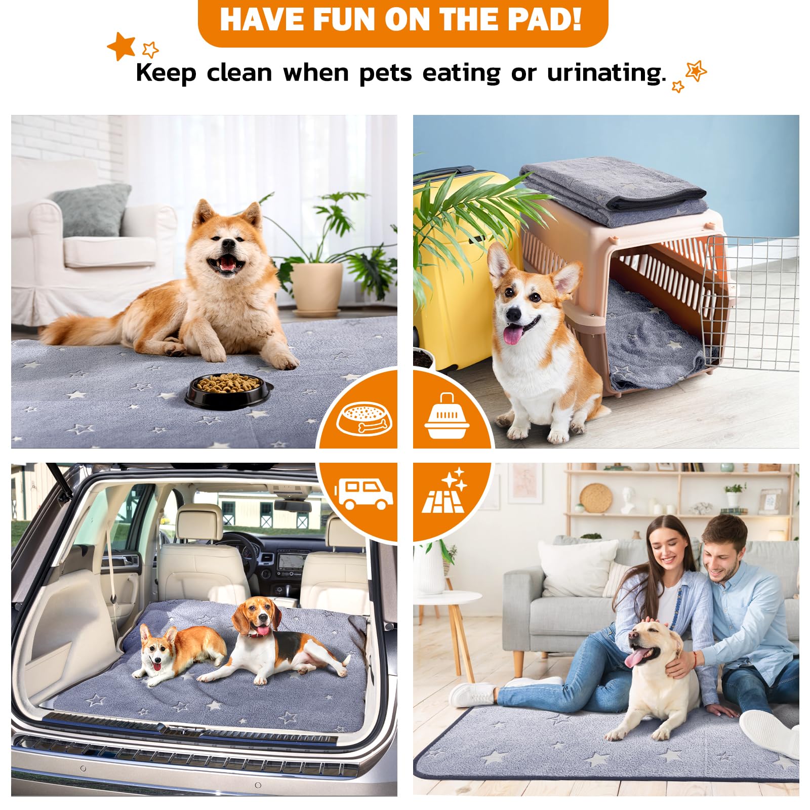 LOOBANI Washable Pee Pads for Dogs, Reusable Pee Pads for Dog Mat Puppy Pads Training Pads Non Slip Whelping Pad for Dog Playpen, Crate, Car, Grey 2 Pack 36 x 41 in