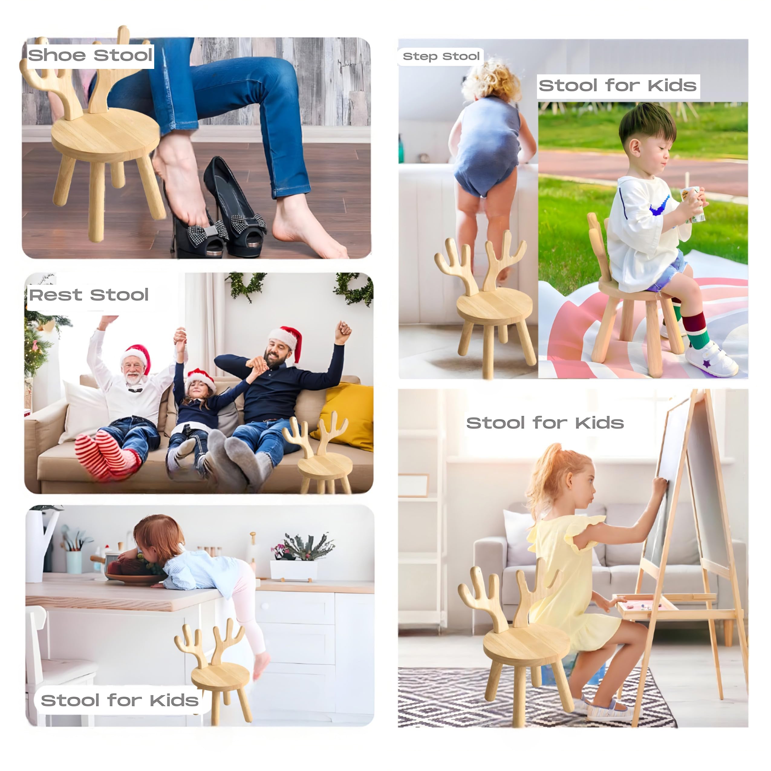 LMMYBQB Solid Wood Deer Back Chairs, Household Small Chairs, Small Benches, Dining Chairs, Low stools, Shoe Changing stools