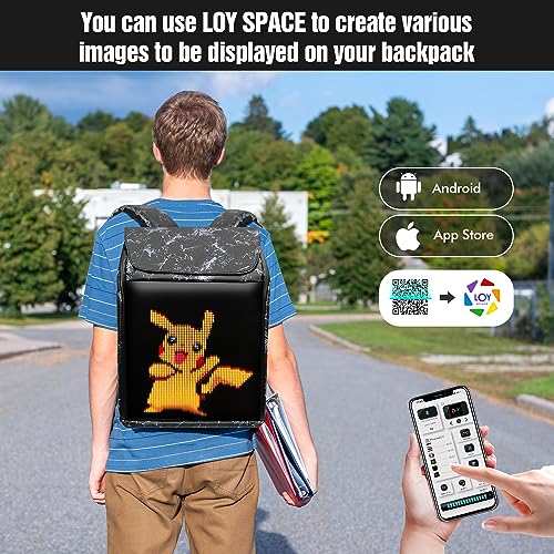 RODANNY LED Backpack, Waterproof Motorcycle Backpack, Designable Screen, Birthday Gift for Men, Laptop Backpack 15.6 Inch (Gray)