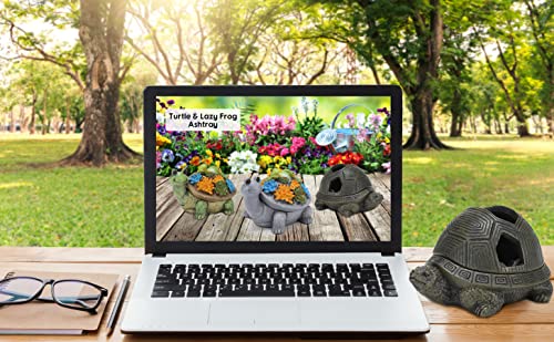 MOOTKA Turtle & Lazy Frog Ashtray with Lid, Handmade Cool Resin Ashtrays for Cigarettes as Home Decoration,Windproof Ashtrays for Indoor or Outdoor Use, Smoking Ash Tray Sets in Office Bar Hotel