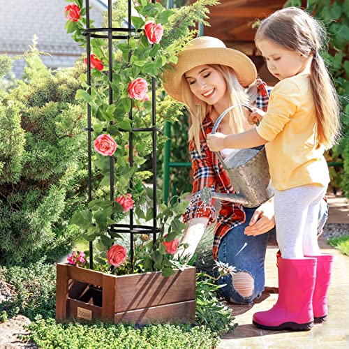 Yotoworth Garden Trellis for Climbing Plants Outdoor Indoor Pot, 6Ft Tall Metal with Plastic Coated Rustproof Plant Support Climbing Vines, Garden Obelisk Trellis, Lightweight, Black, 1pc