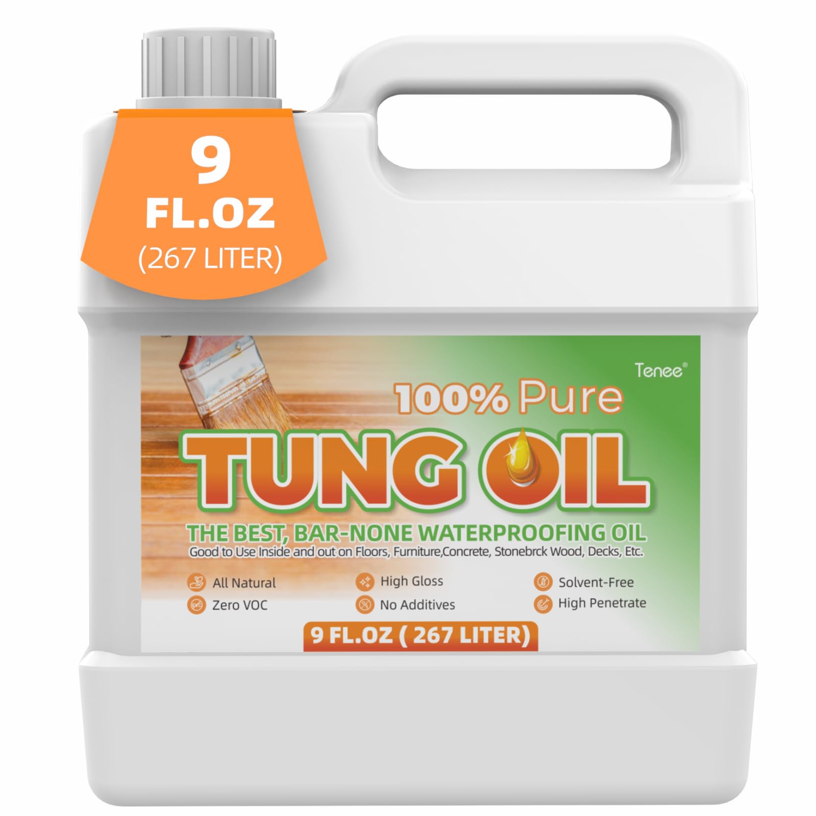 Tenee 9 Fl Oz Pure Tung Oil – Food Safe Wood Sealer Preferred by Experienced Craftsmen – Waterproof Tung Oil That Strengthens & Protect Wood – Wood Projects Food Grade Tung Oil Finish