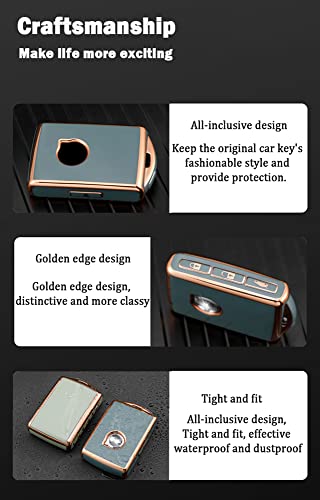 SANRILY for Volvo Key Fob Cover Keyless Full Protection Key Case for Volvo XC90 XC60 S60 XC40 Soft TPU Golden Edge Key Shell with Keychain Black