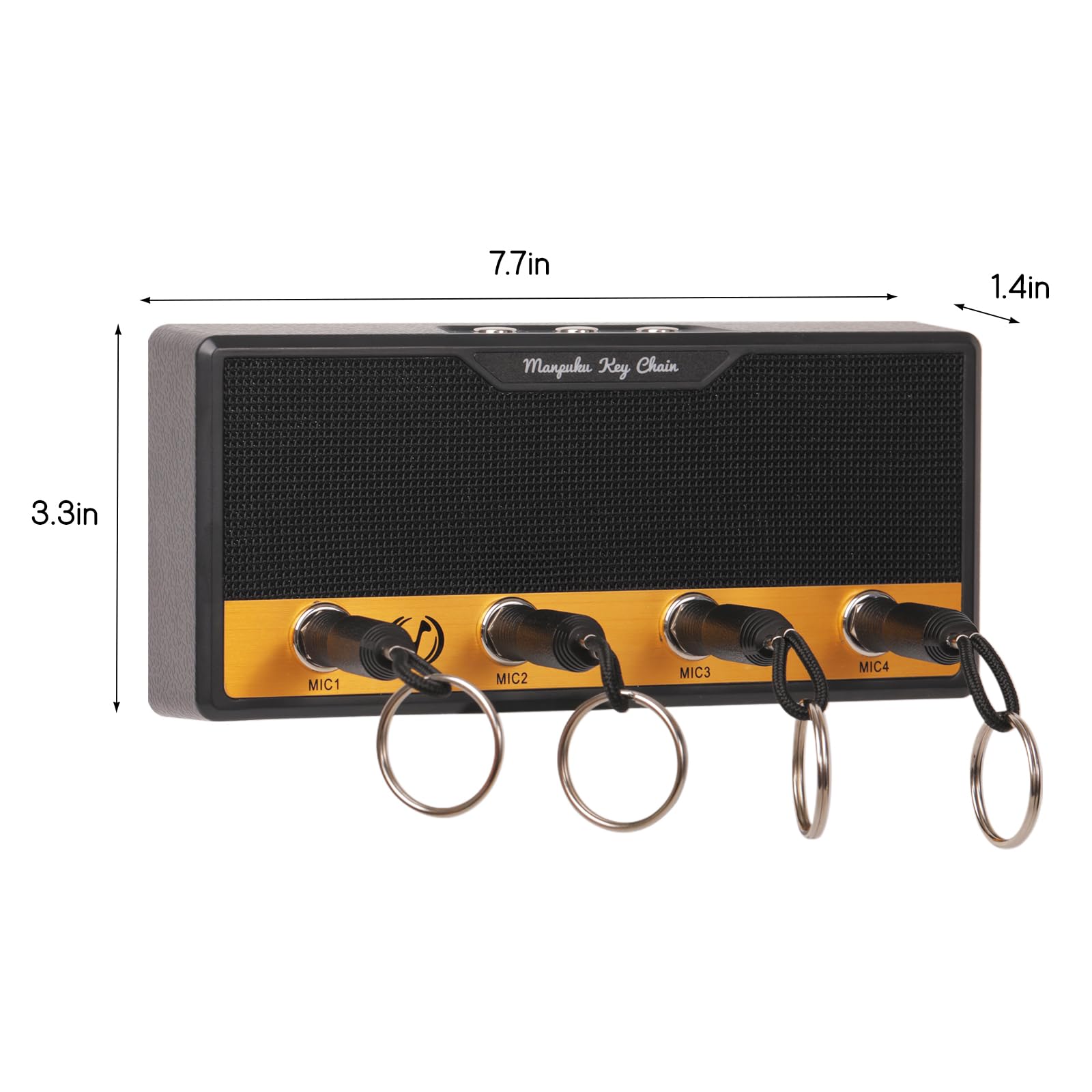 Musical Key Holder for Wall,Guitar Amp Key Holder Wall Mount,Wood Key Storage, for JCM800 Key Rack Hook Includes 4 Guitar Plug Keychains and 1 Wall mounting kit (Black3)