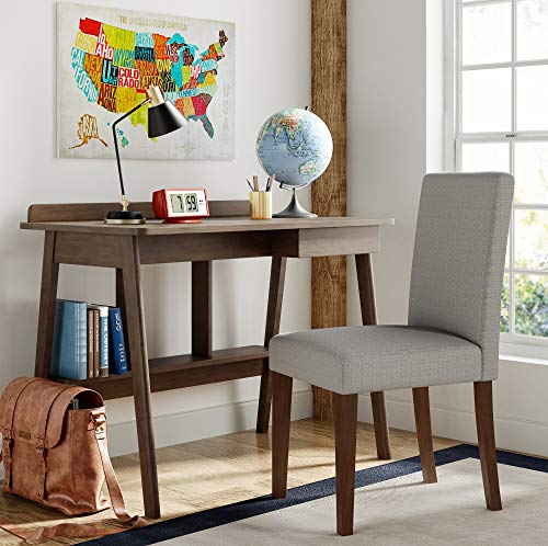 Finch Darren Home Office Drawer Mid Century Accent Desk, 43 Inch Wide Simple Modern Study Table, Walnut Brown