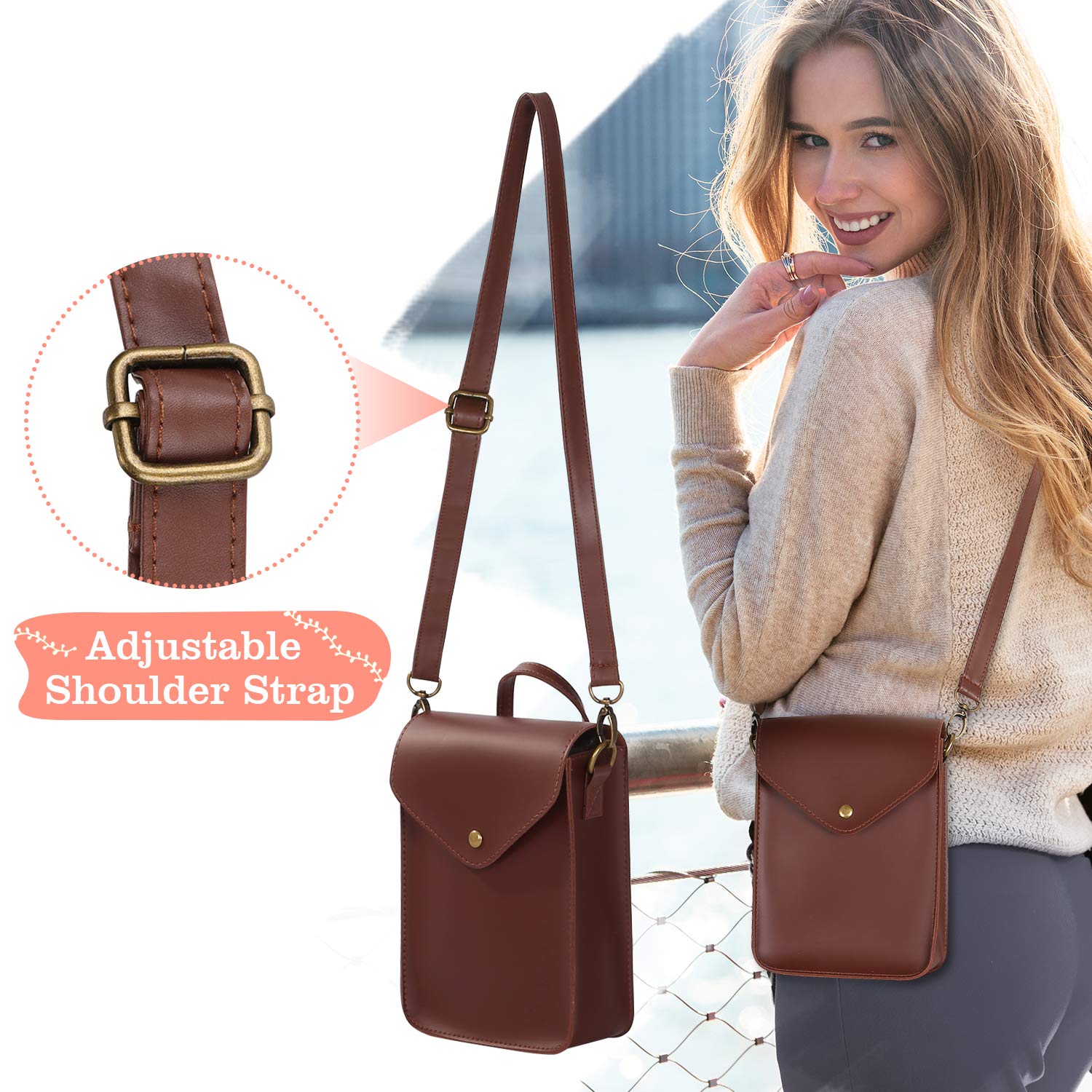 FIXM Kalimba Case, Kalimba Bag with Detachable Strap, PU Leather Multifunctional Thumb Piano Bag with Flannelette Bag