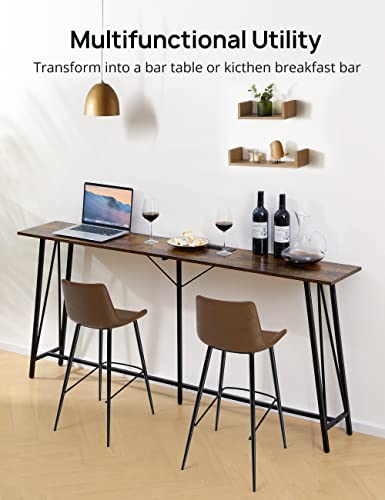 Evajoy Console Table, 70.9” Industrial Sofa Table with 3 Outlets and 2 USB Ports, Metal Frame & Inverted V-Shaped Design, Extra Long Farmhouse Entryway Table for Hallway, Living Room, Foyer, Bedroom