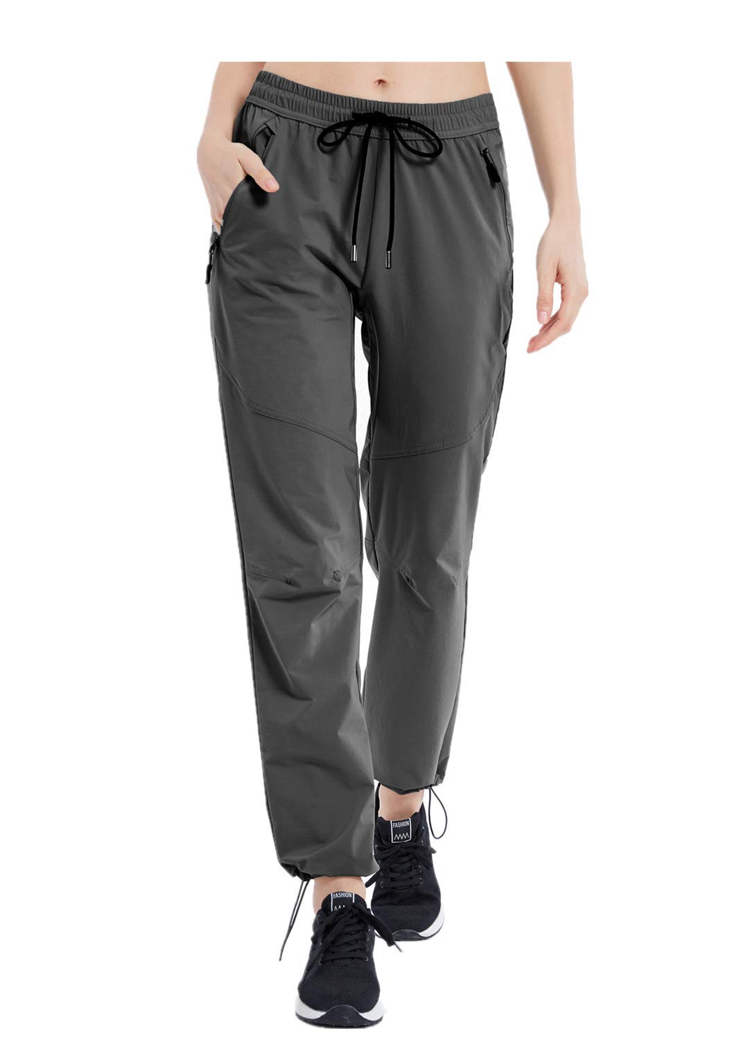GMTTFOUR Women's Outdoor Hiking Pants Lightweight Quick Dry Cargo Capri Pants Water Resistant UPF 50 Zipper Pockets(Dark Grey,XS)