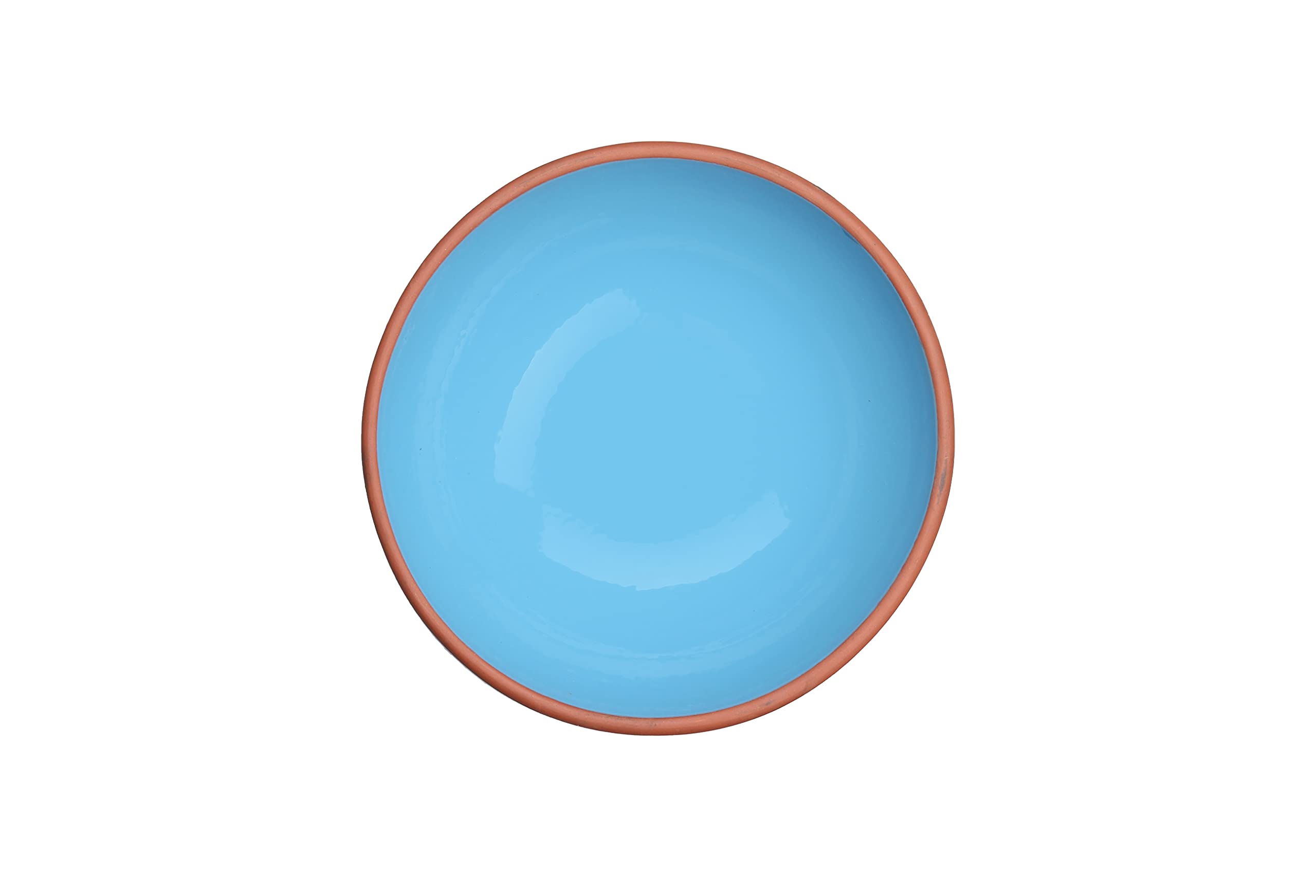 Handmade 10-inch Decorative Rustic Terracotta Bowl: Unique Gift! Ideal for Serving Fruit, Salad, Snacks, and Decorating. Leaf-Blue