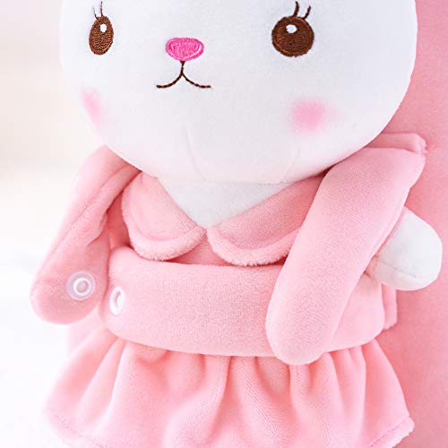 Gloveleya Kids Backpack Toddler Backpacks with Stuffed Bunny Toy Pink 9''…