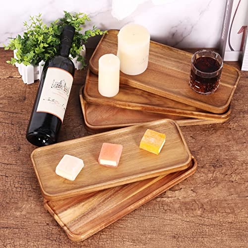 SHENGTIAN Acacia Wood Serving Trays (14 X 5.5 Inches) Rectangular Wooden Serving Platters for Home Decor, Food, Vegetables, Fruit, Charcuterie, Appetizer Serving Tray, Cheese Board (1PCS,13.78in)