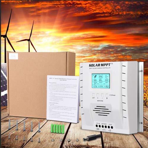 First Solar MPPT Charge Controller 40 amp, 12V 24V Auto 40A Solar Panel Charge Regulator, Max 100V Input with LCD Display for Lead-Acid Sealed Gel AGM Flooded Lithium Battery(MPPT 40A)