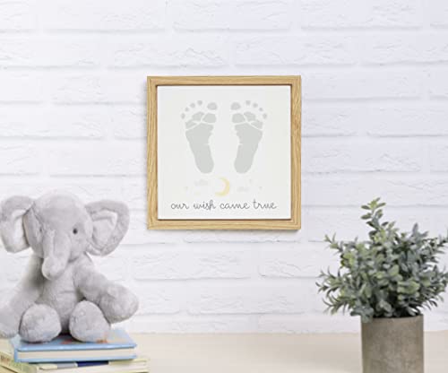 Kate & Milo Baby's Print Framed Canvas, Baby Handprint or Footprint Art, DIY Baby Keepsake Frame, Modern Neutral Nursery Décor, Our Wish Came True