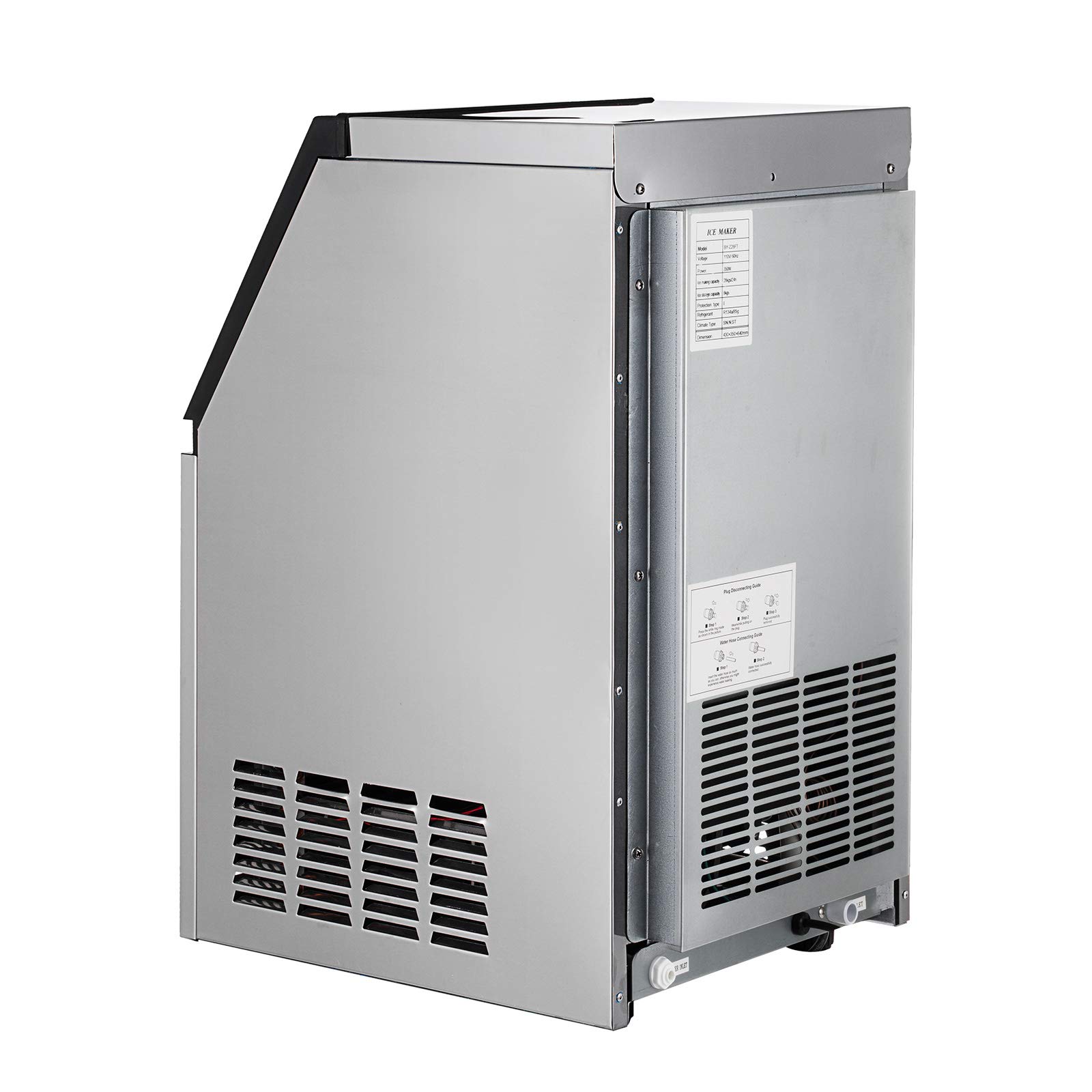 SmaketBuy Commercial Ice Maker 110LBS/24H Stainless Steel Commercial Ice Maker Machine Auto Operation 24LBS Storage 32 Cubes Freestanding Commercial Ice Cube Maker for Restaurant, Coffee Shop, Bar